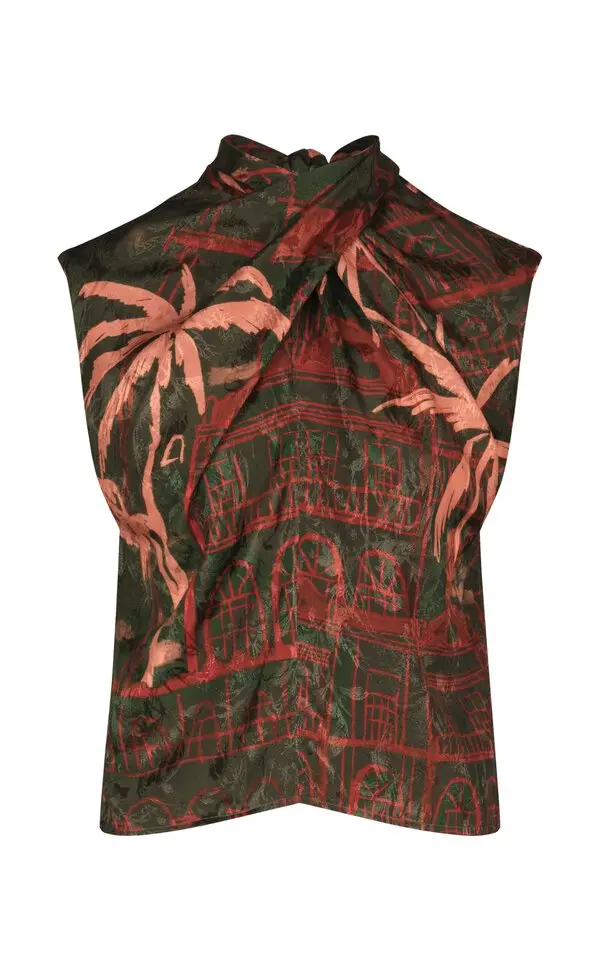 Johanna Ortiz Mystic Shore Satin-jacquard Top - Multi