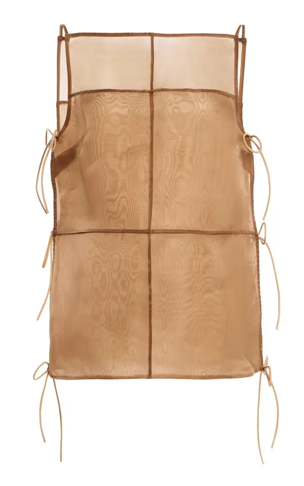 Staud Chandler Tie-detailed Sheer Chiffon Top - Brown