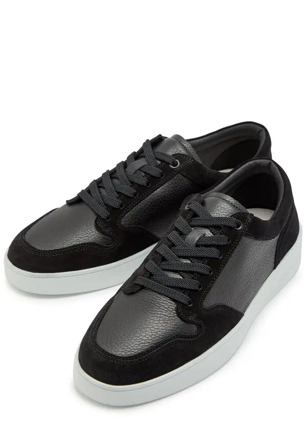 JUDE LLOW Grained Leather Panel Sneakers - Black