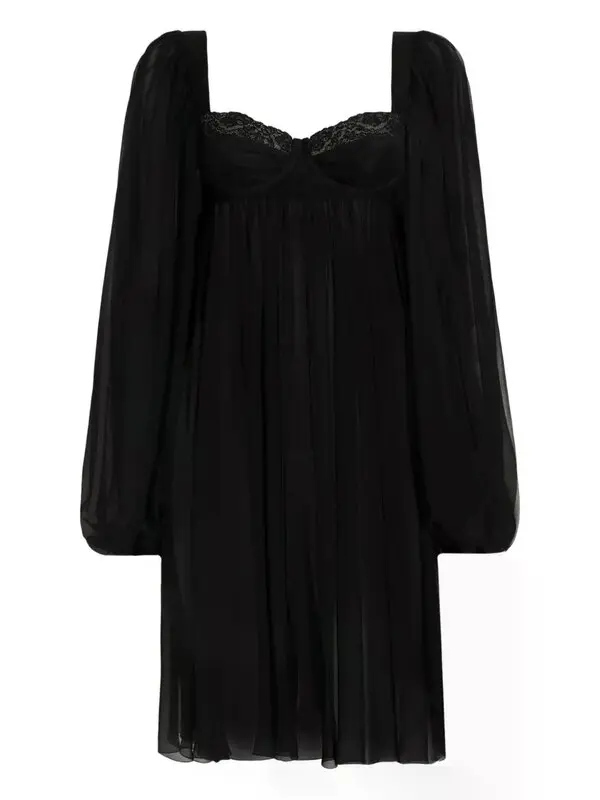 Dolce & Gabbana Lace Balloon-sleeve Mini Dress - Black