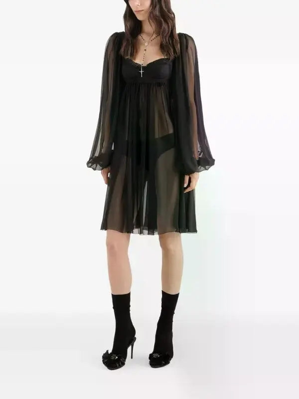 Dolce & Gabbana Lace Balloon-sleeve Mini Dress