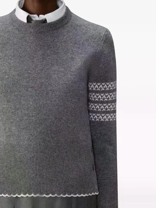 Thom Browne Crew Neck Sweater With Four-stripe Detail