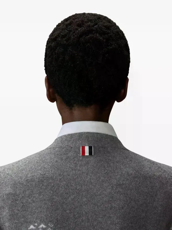 Thom Browne V-neck Four-stripe Cardigan - Grey
