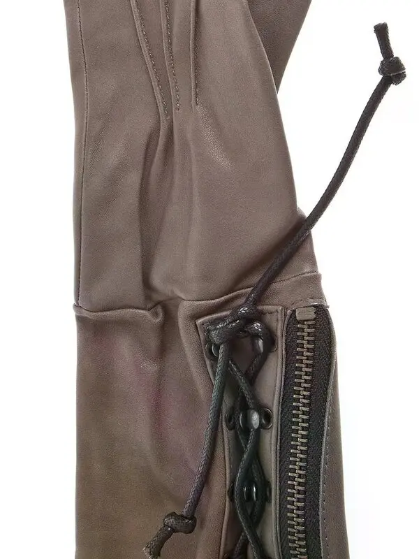 HAIDER ACKERMANN Leather Gloves With Woven Detailing - Grey