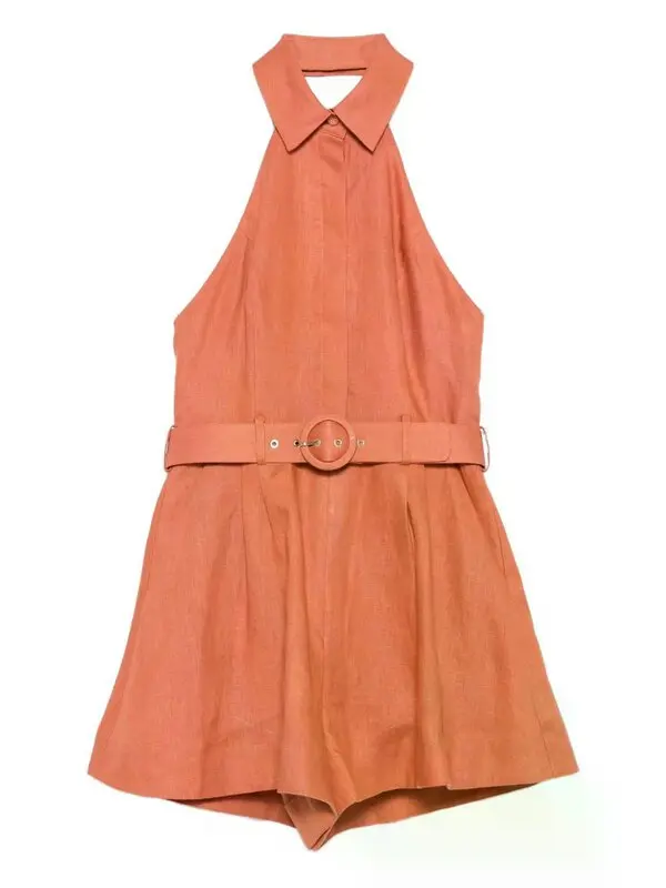 Zimmermann Halter Belted Playsuit - Orange