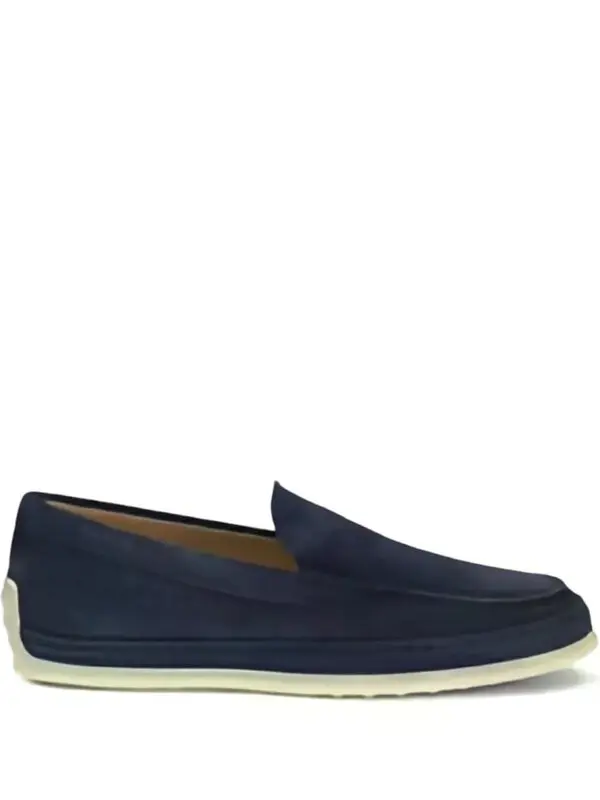 TOD'S Raffia Detail Round Toe Loafers