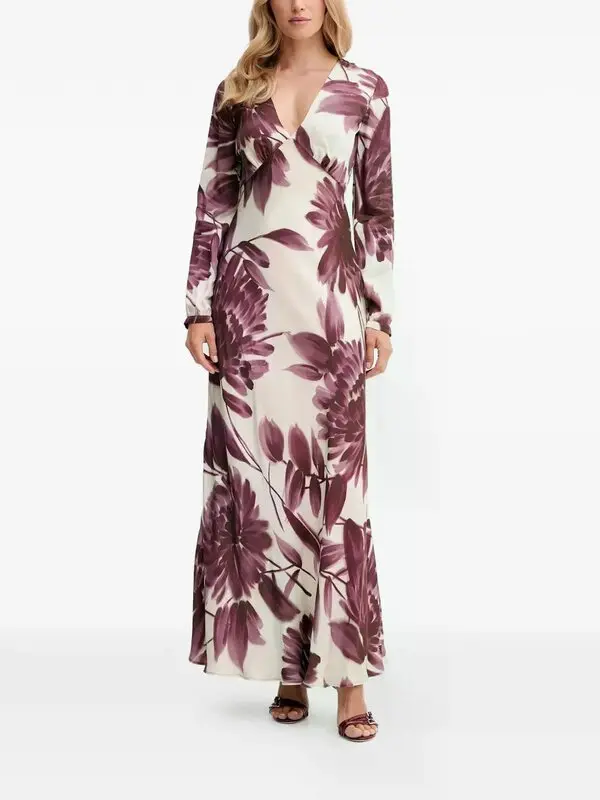 TWINSET Floral Print V-neck Maxi Dress