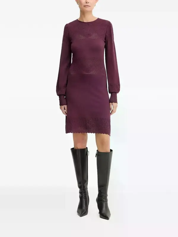 TWINSET Mini Long-sleeve Dress With Scalloped Hem - Red