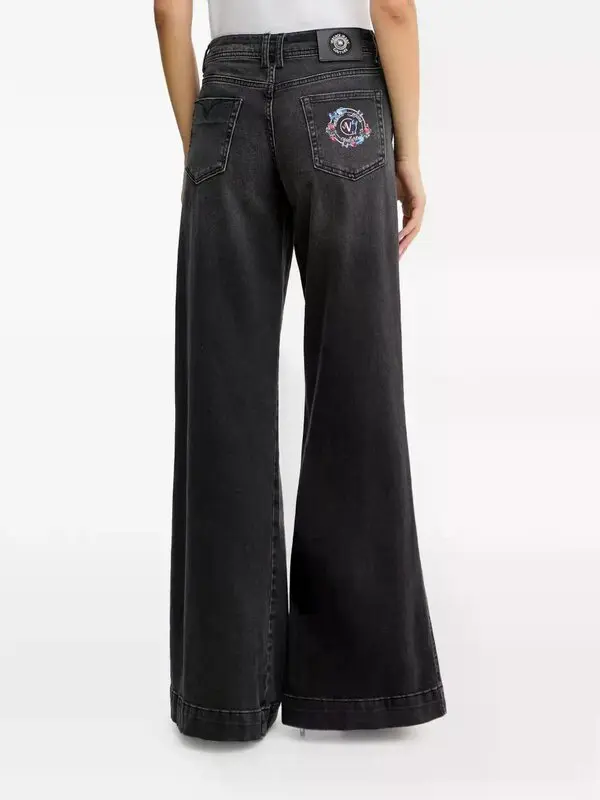 Versace Logo Embroidered Wide-leg Jeans