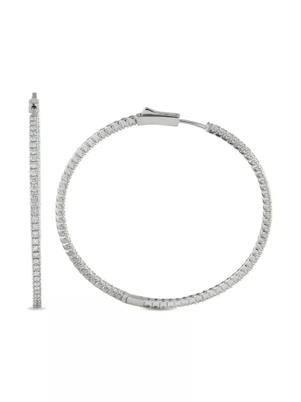 LB EXCLUSIVE 14k White Gold Diamond Hoop Earrings - Silver