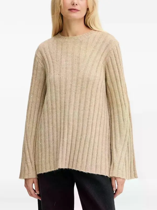 TWINSET Ribbed Sequin-embellished Sweater - Neutrals