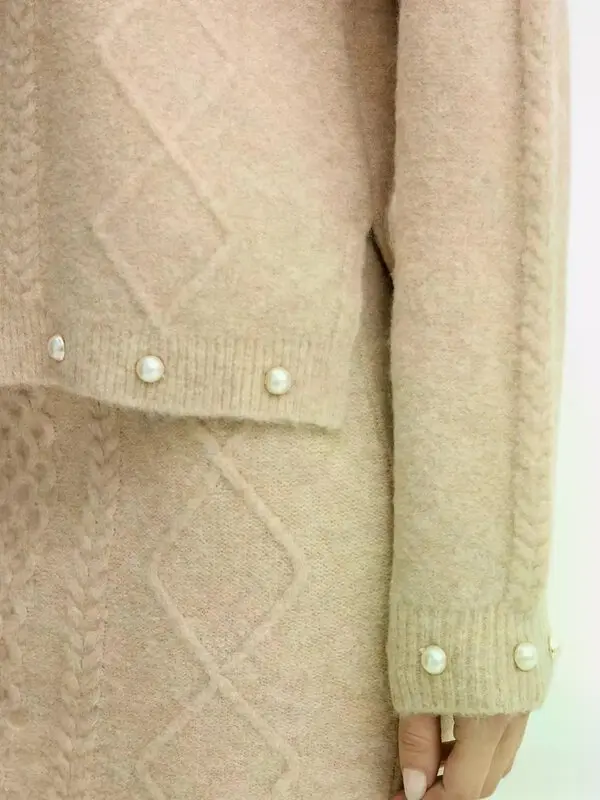 TWINSET Cable-knit Pearl Embellished Sweater