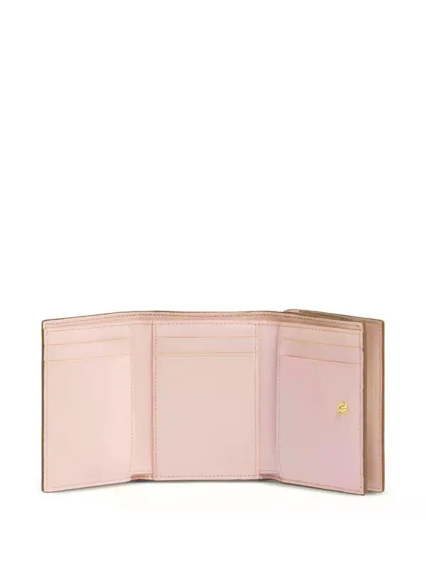 Marni Embroidered Trifold Leather Wallet - Neutrals