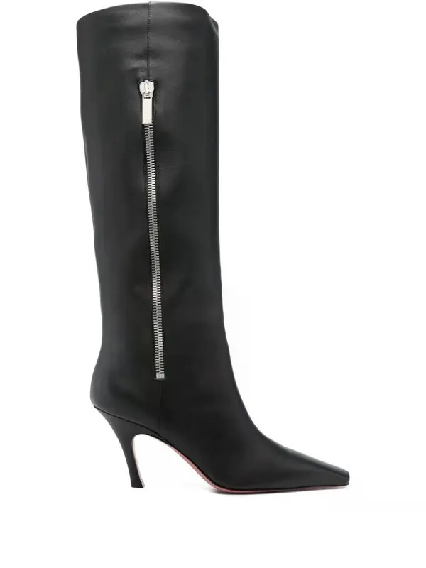 Amina Muaddi Mona Side-zip Square-toe Boots