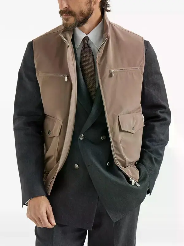 Brunello Cucinelli Padded Zip-up Vest - Brown