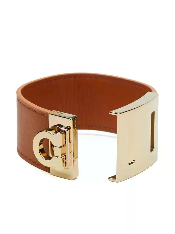 FERRAGAMO Gancini Buckled Leather Bracelet
