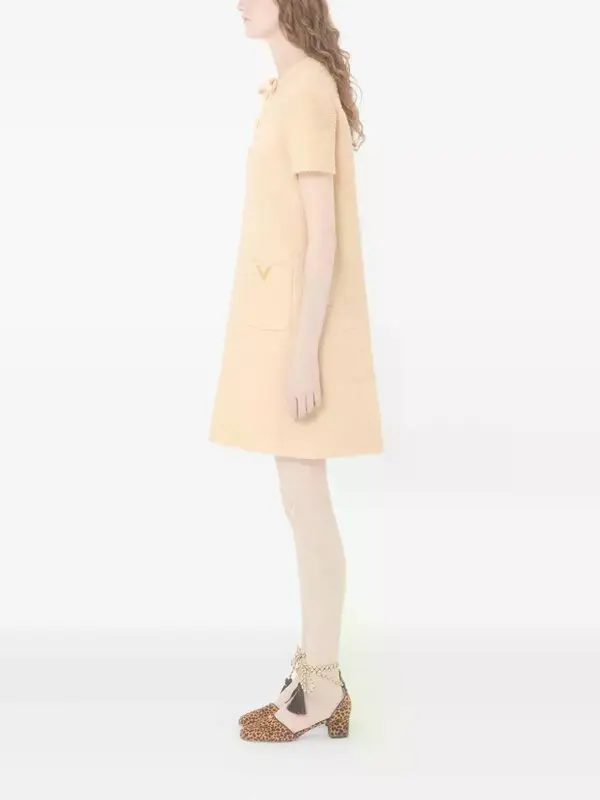 Valentino Garavani Curly Wool Short Dress With Bow Detail