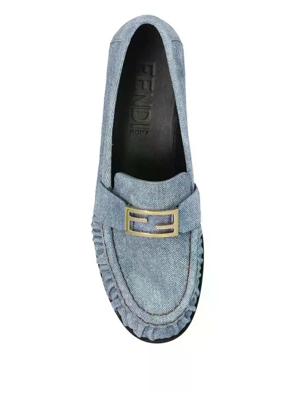 Fendi Logo Ruched Detail Loafers - Blue