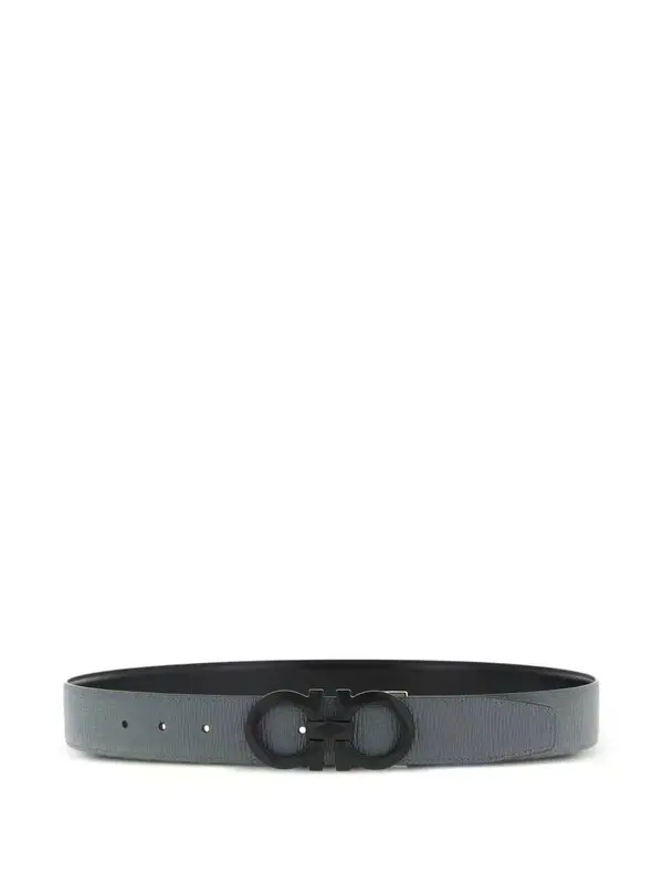 FERRAGAMO Gancini Leather Belt - Grey