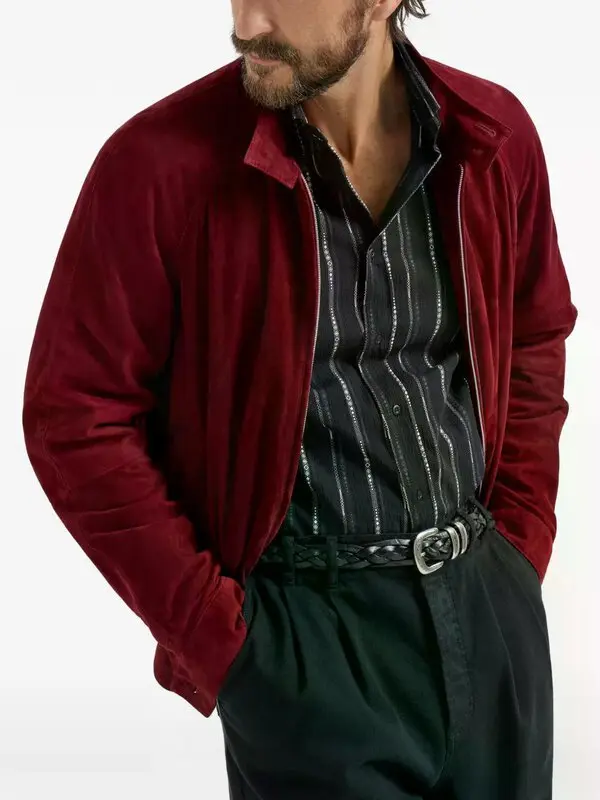 Brunello Cucinelli Suede Stand-collar Jacket - Red