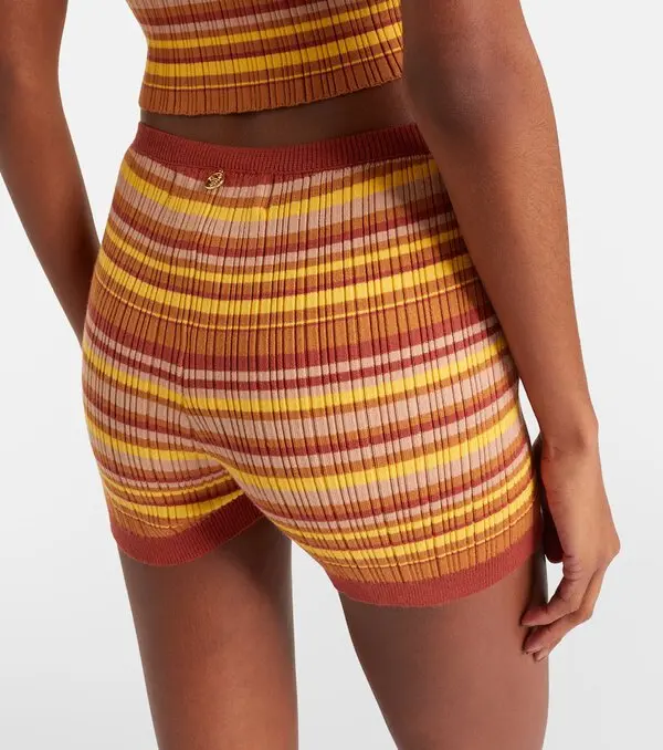 BANANHOT Jack Ribbed-knit Striped Shorts - Brown