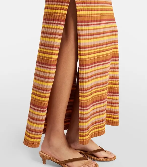 BANANHOT Rey Cutout Ribbed-knit Striped Maxi Dress