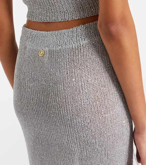 BANANHOT Alma Sequined Maxi Skirt - Silver