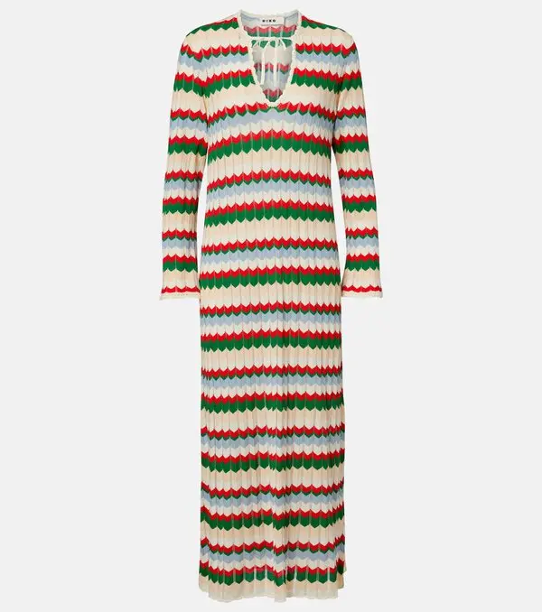 Rixo Lucila Knitted Chevron Cotton Maxi Dress - Multicoloured