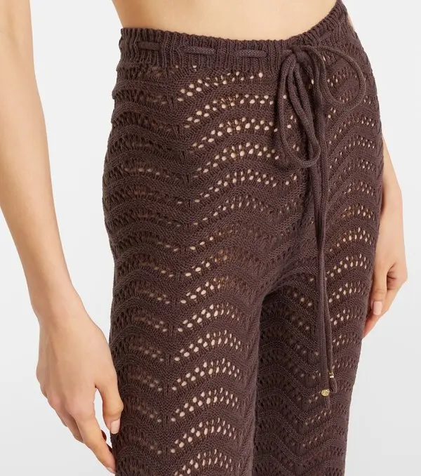 BANANHOT Kim Open-knit Cotton-blend Flared Pants