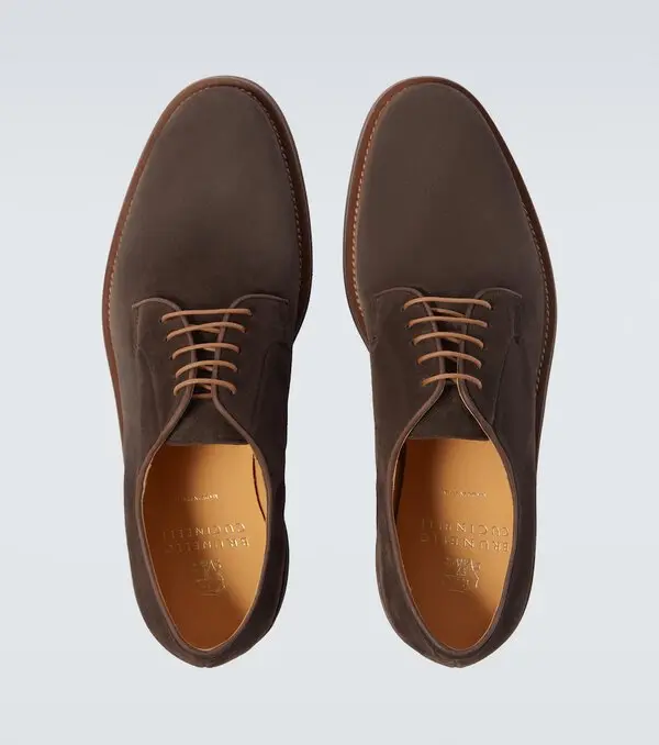 Brunello Cucinelli Suede Derby Shoes - Brown