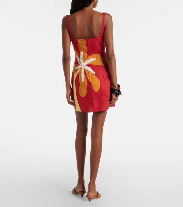 CALA DE LA CRUZ Siela Floral Linen Mini Dress