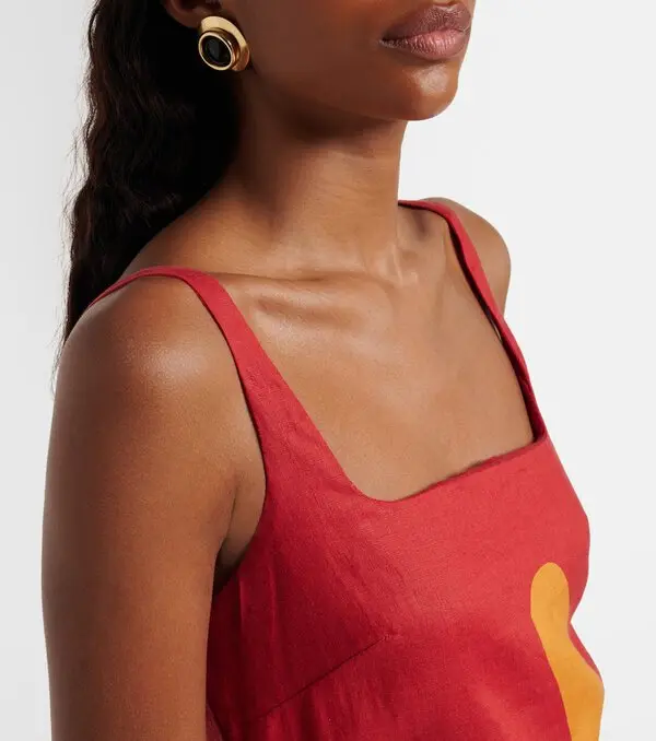 CALA DE LA CRUZ Siela Floral Linen Mini Dress