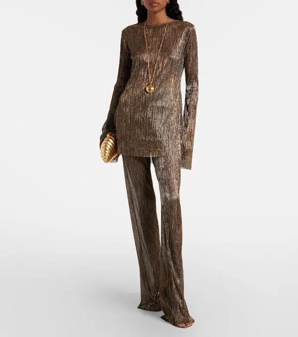 CALA DE LA CRUZ Metallic Flared Trousers