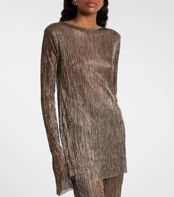 CALA DE LA CRUZ Loretta Lame Top - Brown