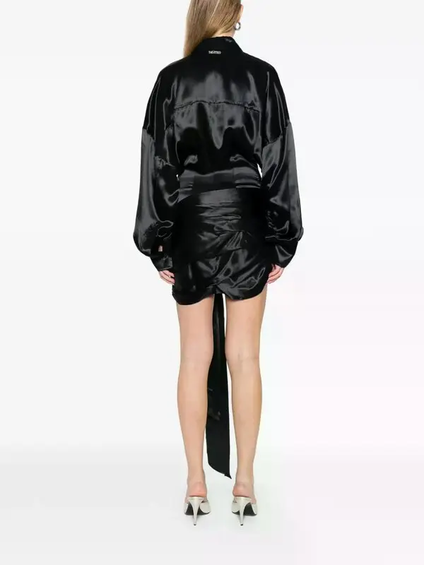 Attico Tie Detail Long-sleeve Mini Dress