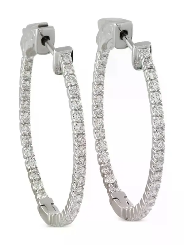 LB EXCLUSIVE 14k White Gold Diamond Hoop Earrings - Silver
