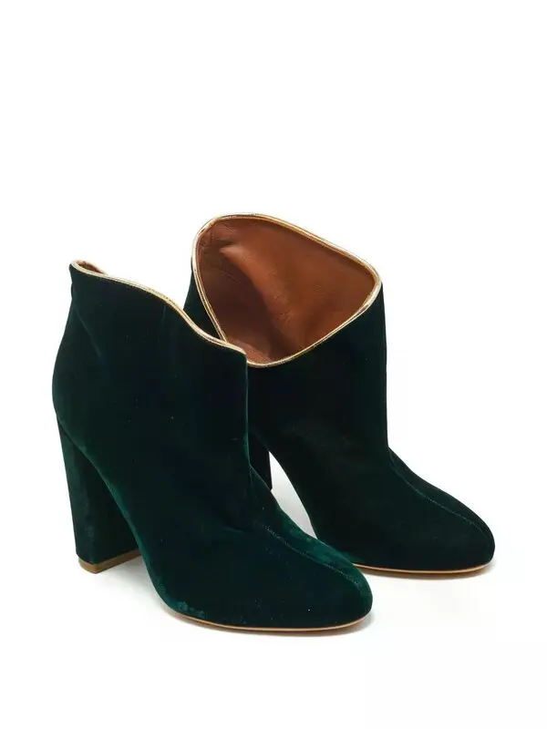 MALONE SOULIERS Eula Velvet Block-heel Boots - Green