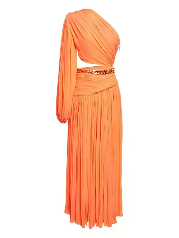 BRONX AND BRONCO Jafari One-shoulder Maxi Dress With Cut-out Detail And Chain Belt - Orange