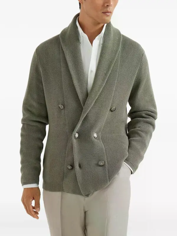 Brunello Cucinelli Ribbed Cardigan With Shawl Lapels