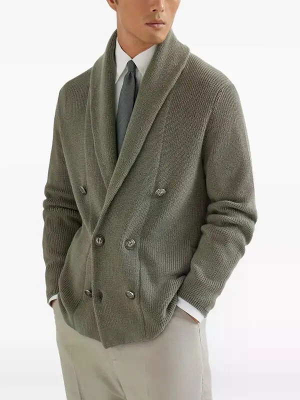 Brunello Cucinelli Ribbed Cardigan With Shawl Lapels