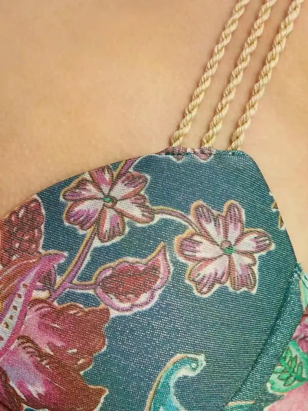 DEL MAAR Del Mar Ceiri Floral-print Bikini Top With Braided Straps - Blue