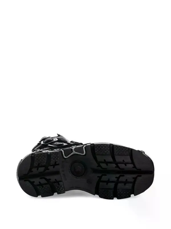 NEW ROCK 70mm Platform Leather Boots With Buckle And Lace-up Detail