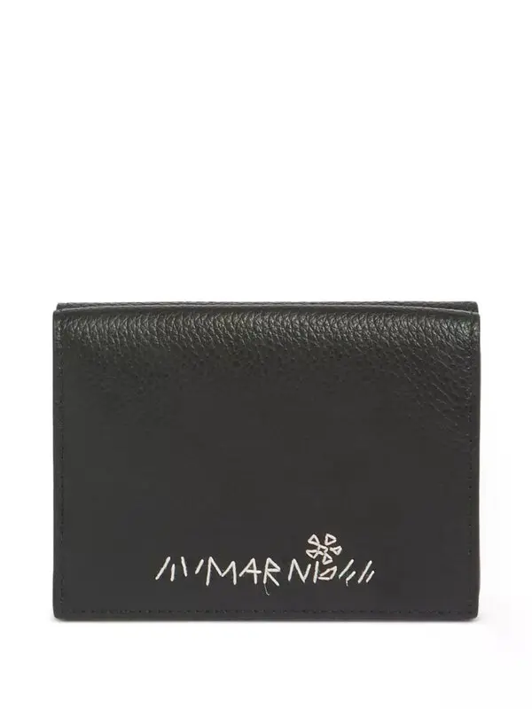 Marni Embroidered-flower Trifold Wallet - Black