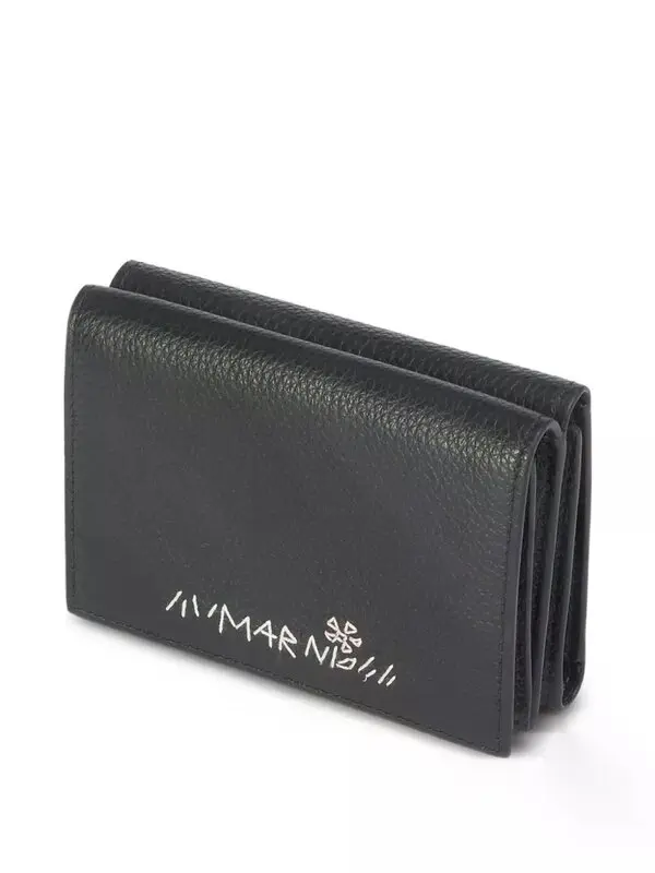 Marni Embroidered-flower Trifold Wallet - Black
