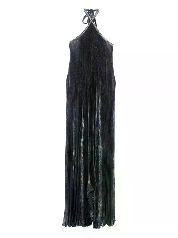 L'IDEE Pleated Halterneck Gown - Blue