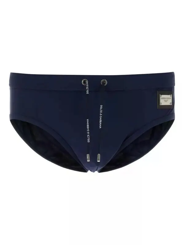 Dolce & Gabbana Logo Plaque Swim Briefs - Blue