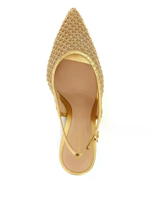 GIANVITO ROSSI Nikki Metallic Slingback Pumps