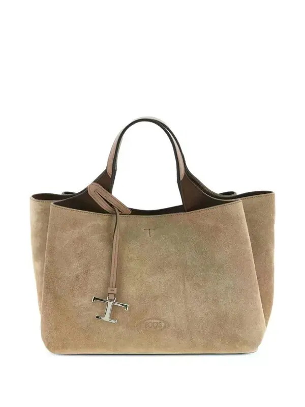 TOD'S Suede Mini Tote Bag - Neutrals