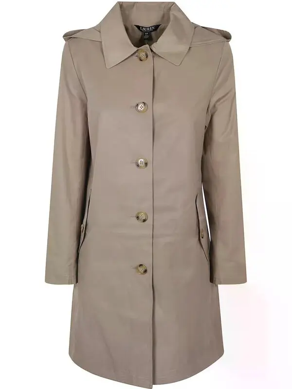 Ralph Lauren Single-breasted Coat With Detachable Hood - Neutrals
