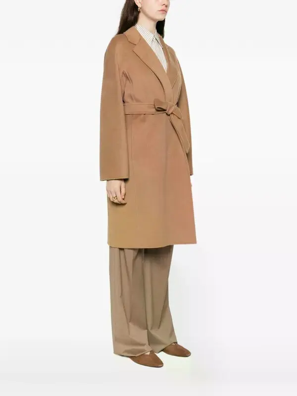 Max Mara Camel Cashmere Tie-waist Coat - Brown